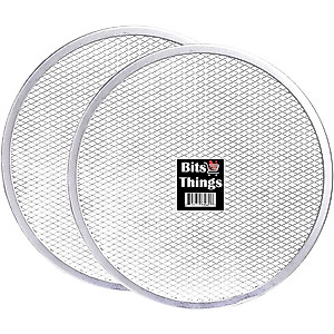 Bits N Things Pizza Screen 10 inch Seamless Round, 2 Pack Aluminum Mesh Pizza Screen, Baking Tray for Home Kitchen Restaurant