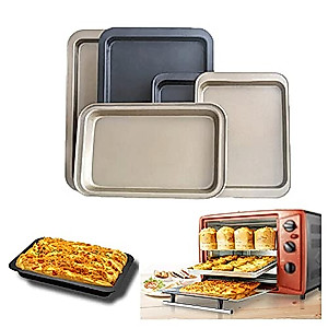 TEMKIN 1PC Rectangular Non-Stick Bread Cake Baking Tray Baking Tray Oven Rectangular Black Baking Tray DIY Baking for Kitchen (Size : Large)