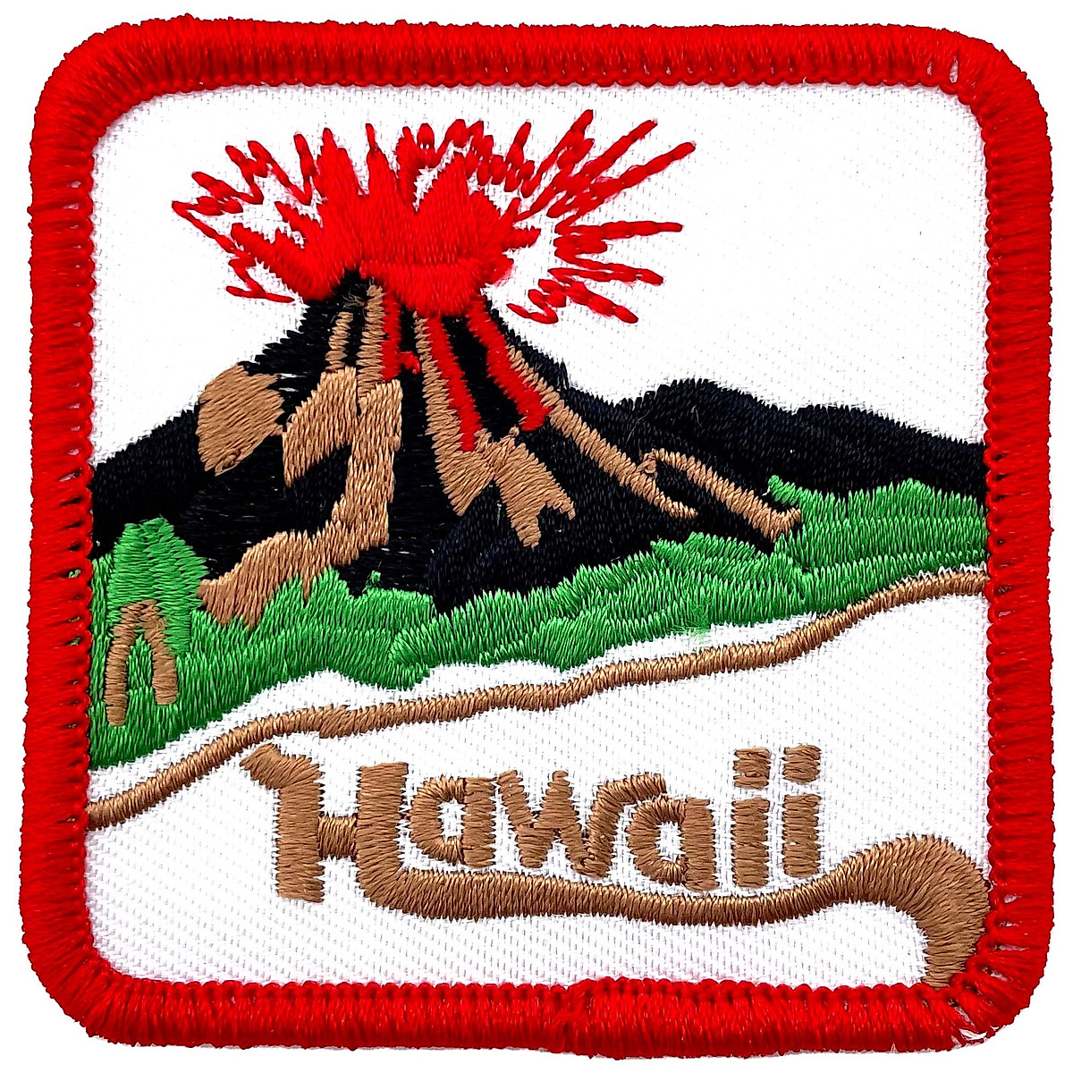 Hawaii Volcano Patch w/Iron-On Adhesive - Mauna Loa Kilauea Travel Embroidered Applique