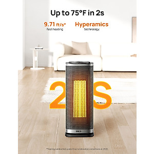 Dreo Space Heater for Bedroom, 70 ° Oscillation, Fast Heating Ceramic Electric with Digital Thermostat, Remote Control, 1-12H Timer, Overheat Protection, Safety Heater for Indoor Use Large Room