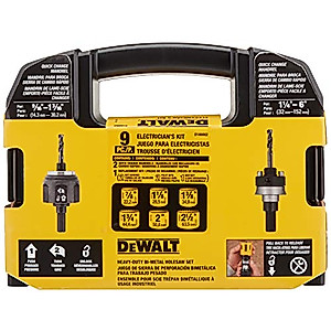 DEWALT Hole Saw Kit, Standard Electrician's Set, Bi-Metal (D180002) , Yellow