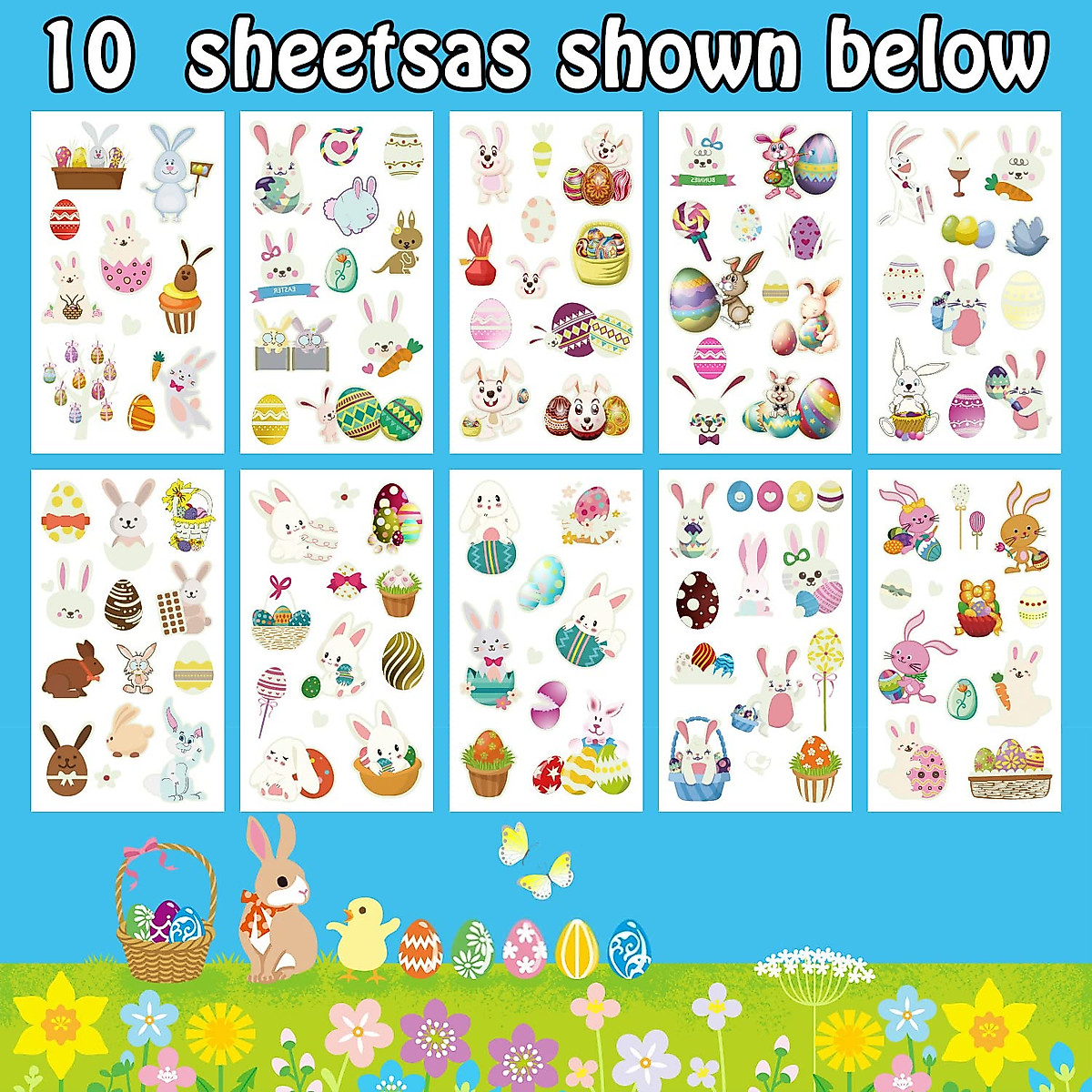 Partywind 115 Styles Luminous Easter Temporary Tattoos for Kids, Glow Easter Party Supplies Favors Decorations, Fake Tattoo Stickers with Easter Eggs for Basket Stuffers