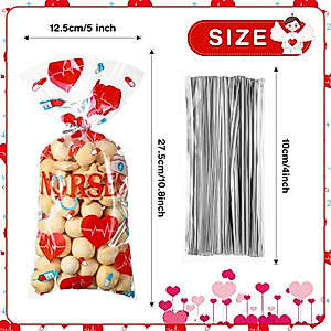 100 Pack Nurses Week Gift Bags Bulk Nursing Candy Bags Goody Bags Medical Gift Bag Treat Bags for National Nurse Day, Nursing Graduation Congrats, Nurse Doctor Theme Party Favors Supplies (Clear)