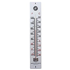 Bjerg Instruments White Enamel Coated Steel Extra Large Heavy Duty 22.75 Inch Outdoor Decorative Wall Thermometer and Temperature Gauge