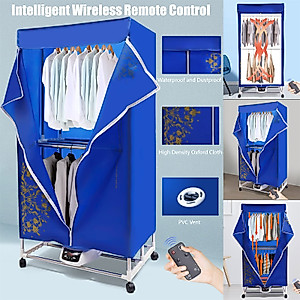 Portable Clothes Dryer, Electric Clothes Dryer Machine with 3 Gears & Remote Control, Timing Function, Folding Clothes Dryer for Travelling, Apartment, Home, 1200-1500 Watts