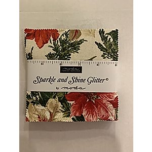 Moda Fabrics Sparkle & Shine Glitter Charm Pack by Moda; 42-5 Inch Precut Fabric Quilt Squares, Assorted (33600PPGL)
