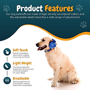CHOMIN Dog Ear Muffs for Noise Protection, 29dB NRR Dog Earmuffs, Noise Cancelling Headphones for Dogs, Dog Ear Plugs for Hearing Protection from Thunder, Vacuums, Fireworks (Blue, Large)