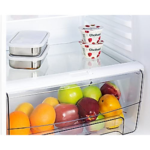 Summit Appliance FF1091WIM 24" Wide Top Mount Frost-Free Refrigerator-Freezer with Icemaker in White Finish, Adjustable Glass Shelves, Adjustable Freezer Thermostat, Interior LED Lighting