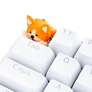 Oceankey Artisan Keycaps for DIY Replacement Handmade Sculpted Keycaps Cute Dog Handmade Resin Keycaps for Switch Gaming, Cherry MX Mechanical Keyboards (Orange)