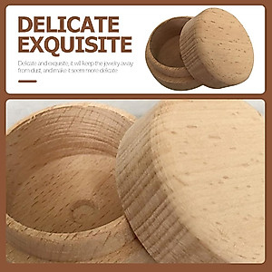 Small Boxes 3pcs Round Wooden Ring Boxes with Lid Small Earring Display Box Wooden Keepsake Box for Jewelry Earrings Necklace Proposal Engagement Birthday Wedding Ring Box