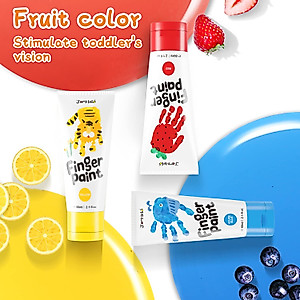 Jar Melo Safe Finger Paints for Baby Kids 3 4 5 6 7 8+Age, 2.1 fl.oz 6 Color Non Toxic Finger Painting Set for Toddler Washable Art Project Painting Preschool Travel Learning Activity Birthday Gifts…