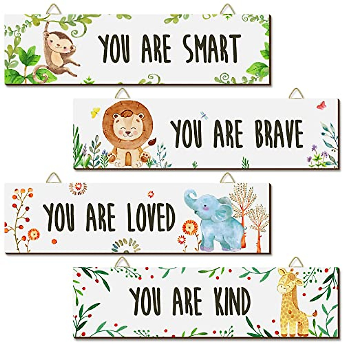 Chunful 4 Pieces Baby Nursery Decor Unframed Wall Art Bedroom Decor Motivational Inspirational Girls Room Decor Adorable Wall Decor with Inspirational Quotes for Boys Girls (Woodland Animal)