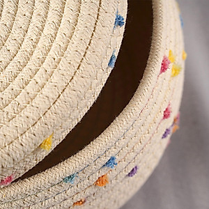 HERCHR Cotton Rope Basket, Small Rainbow Basket Mini Woven Basket Small Round Basket Woven Storage Basket with Lid for Organizing