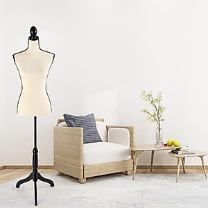 DRDINGRUI Female Dress Form,Sewing Mannequin Body, Torso Body with Tripod Wood Base for Clothes Display,Window Display