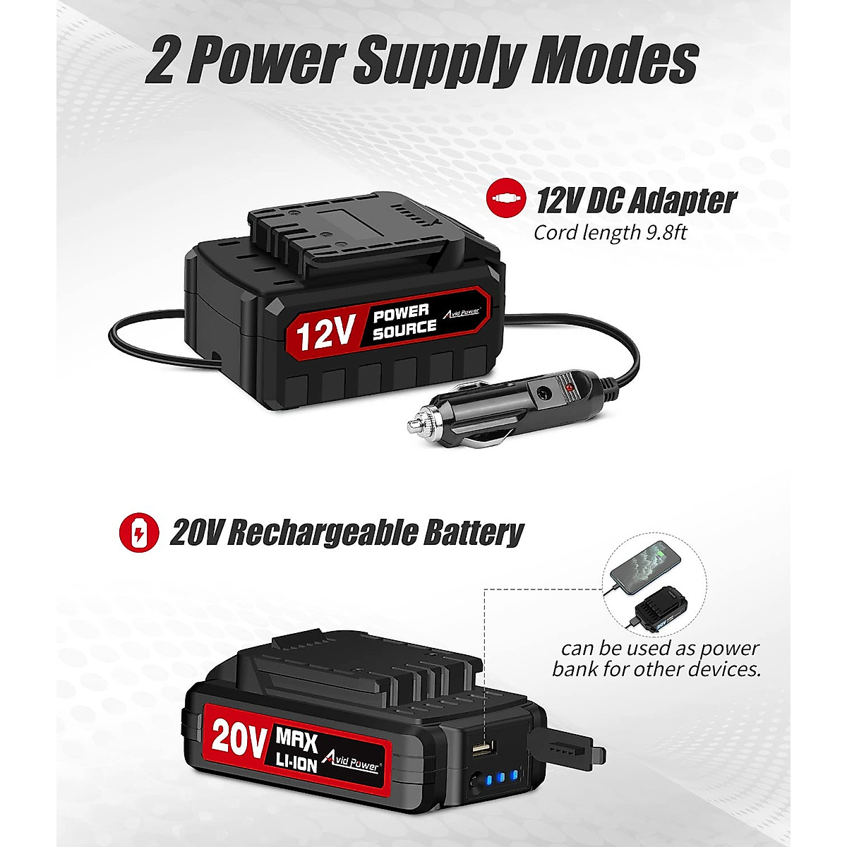 AVID POWER Tire Inflator Air Compressor Bundle with 20V Cordless Drill Set