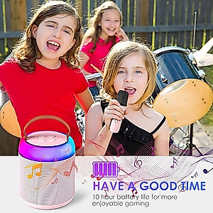 Mini Karaoke Machine with 1 Wireless Microphones for Kids Adults, Portable Bluetooth Speaker Toy for Girls and Boys 2 4 5 6 7 8 9 10 12 Year Old Girl Christmas Birthday Gift Home Party Ideas (Pink)