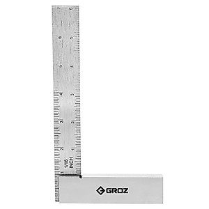 Groz 01143 6" Graduated Workshop Steel Square, 0.00028" Squareness
