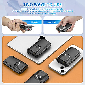 NETUM Bluetooth 2D Barcode Scanner, 3-in-1 Small Portable QR Bar Code Reader Automatic Wireless Gun Scan Back Clip Work with Tablet iOS Android Windows MacOS for Warehouse Inventory POS - E800