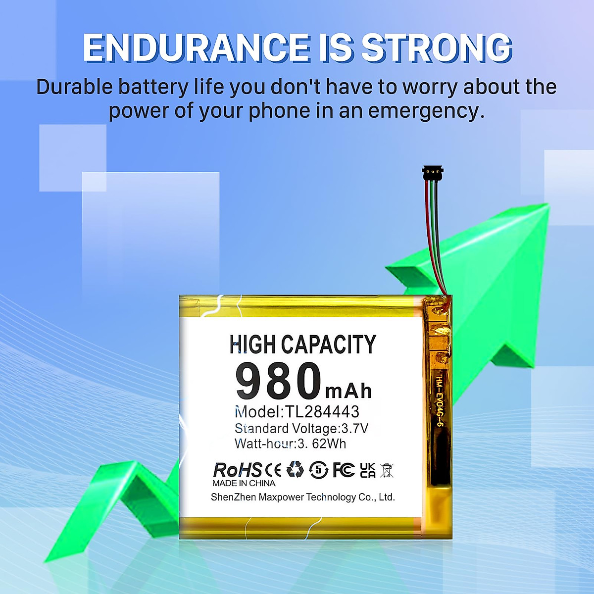 KOOAQQ TL284443 Battery, 980mAh Ultra High Capacity Li-Polymer Battery Replacement Compatible with Nest Learning Thermostat 2nd 3rd Generation, T3007ES, T3008US, T4000ES, A0013 with Repair Tools