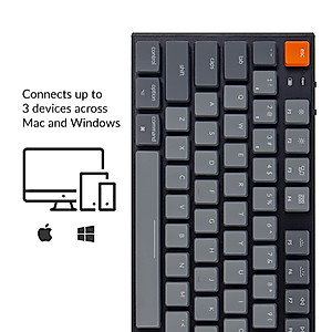 Keychron K1, Tenkeyless Layout 87 Keys Ultra-Slim Bluetooth Wireless/USB Wired Mechanical Keyboard with Low-Profile Gateron Red Switch White LED Backlight Compatible with Mac Windows-Version 5