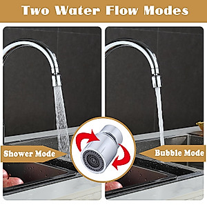 SNUTUYA Swivel faucet aerator（Heavy ）, Dual-function 2-Flow Sprayer Faucet Head, 360° large Angle Swivel kitchen sink aerator,kitchen 55/64 inch female thread faucet extender, Sink Aerator Chrome