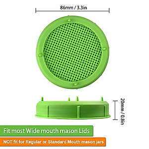 Picowe Plastic Sprouting Lids, Sprouting Jar Strainer Lid, for 86mm Wide Mouth Mason Jars, Canning Jars, Suit for Grow Bean Sprouts, Alfalfa, Salad Sprouts(8 Pack,Green)