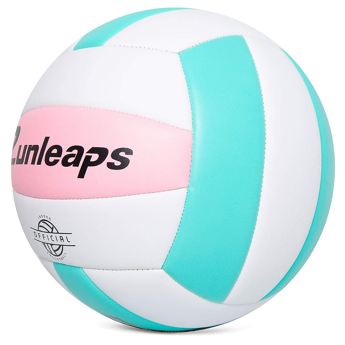 Runleaps Soft Indoor Volleyball Waterproof Volleyball Light Touch Recreational Ball for Pool Gym Indoor Outdoor (Pink/Light Blue, Size 5)