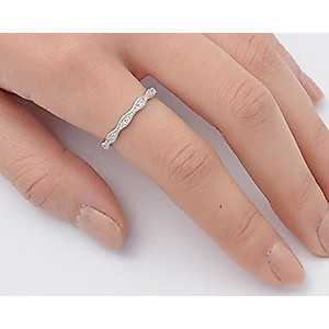 Eternity Wave White CZ Ring New .925 Sterling Silver Stackable Band Size 6