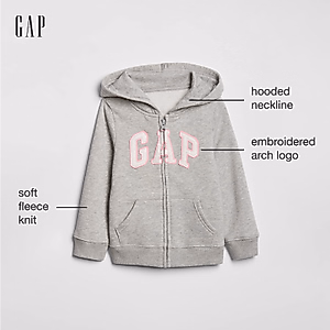 GAP Baby Girls' Playtime Favorites Logo Full Zip Hoodie Hooded Sweatshirt
