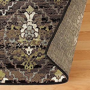 SUPERIOR Caldwell Modern Floral Damask Polypropylene Indoor Area Rug, 2.6'X 8', Black