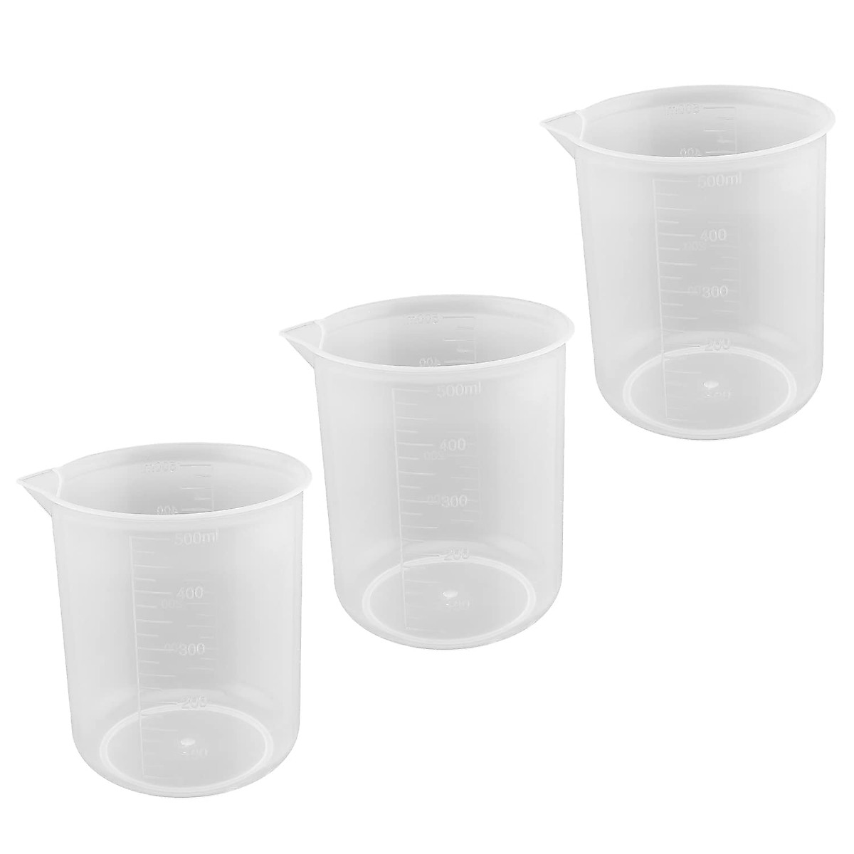 Othmro 3-Pack 500mL Laboratory Slide Spout Water Liquid Volume Measuring Beaker Clear