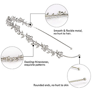 Wecoe 4 Pack Silver Rhinestone Headband Flower Girl Bridal Wedding Headband Crystal Headpiece Flower Leaf Butterfly Metal Headband Little Girls Kids Crown Tiara Hair Accessories For Women Girls Gifts