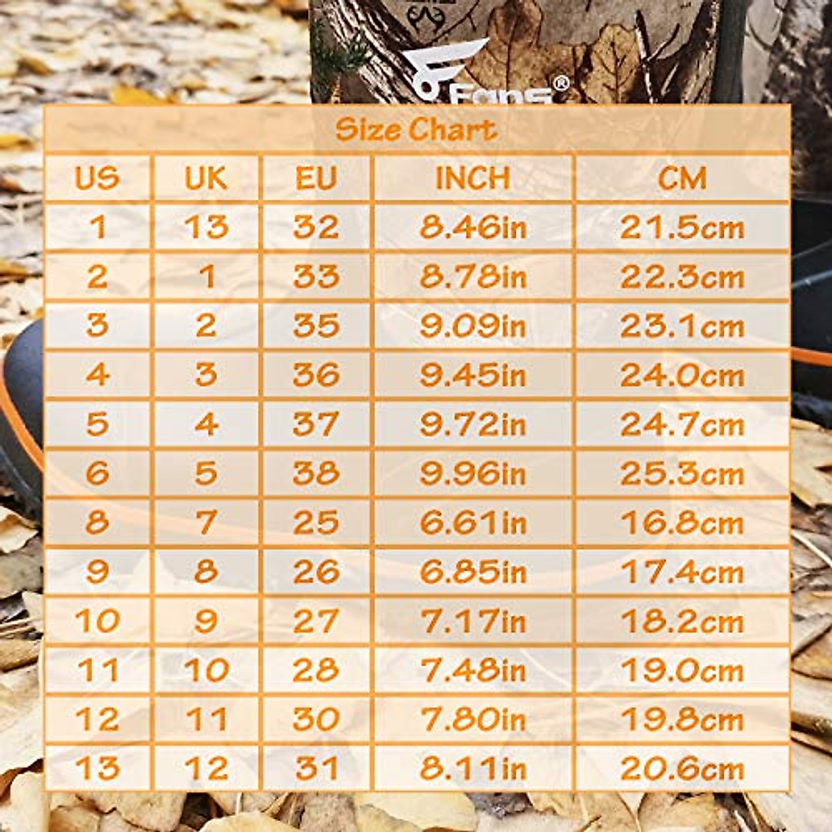 8 Fans Kids Neoprene Boots,Waterproof Neoprene Hunting & Fishing Camo Muck Mud Boots for Toddlers Boys & Girls Size 3