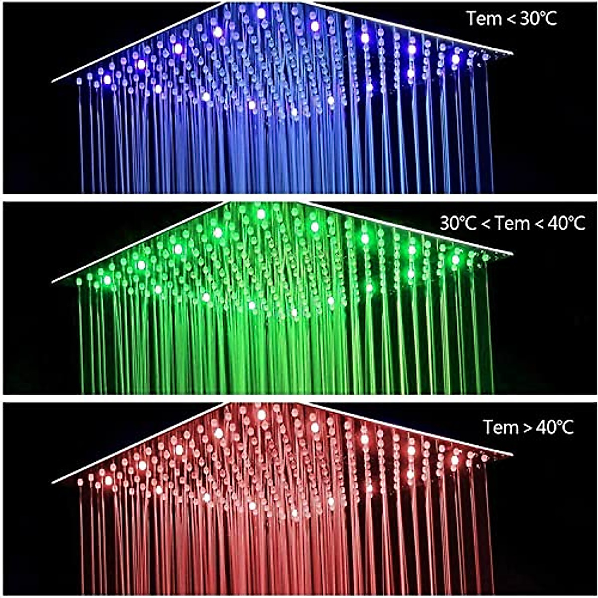 Suguword 12 Inch LED Rain Shower Head Brushed Nickel Bathroom Square Top Sprayer, Large Stainless Steel Shower Head Ultra Thin Rainfall Bath Shower with Silicone Nozzle