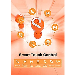 Open Ear Headphones Bluetooth Air Conduction Earphones, 48 Hours Playback with Charging Case, Ear Clips Buds Bluetooth Wreless Earbuds, Open Ear Earbuds for Workout Cycling Running Gym (Orange)