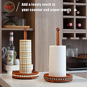 Royalty Forest Farmhouse Paper Towel Holder Wood – Handmade Wooden Paper Towel Holder Countertop for Kitchen – Brown Rustic Paper Towel Holder – Boho Decor