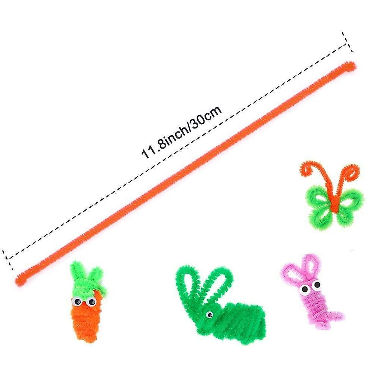 100pcs Pipe Cleaners Chenille Stems for DIY Art Supplies Craft Projects 6mmx30cm Christmas Pipe Cleaners Decoration, White