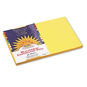 SunWorks 8407 Construction Paper, 58 lbs., 12 x 18, Yellow, 50 Sheets/Pack