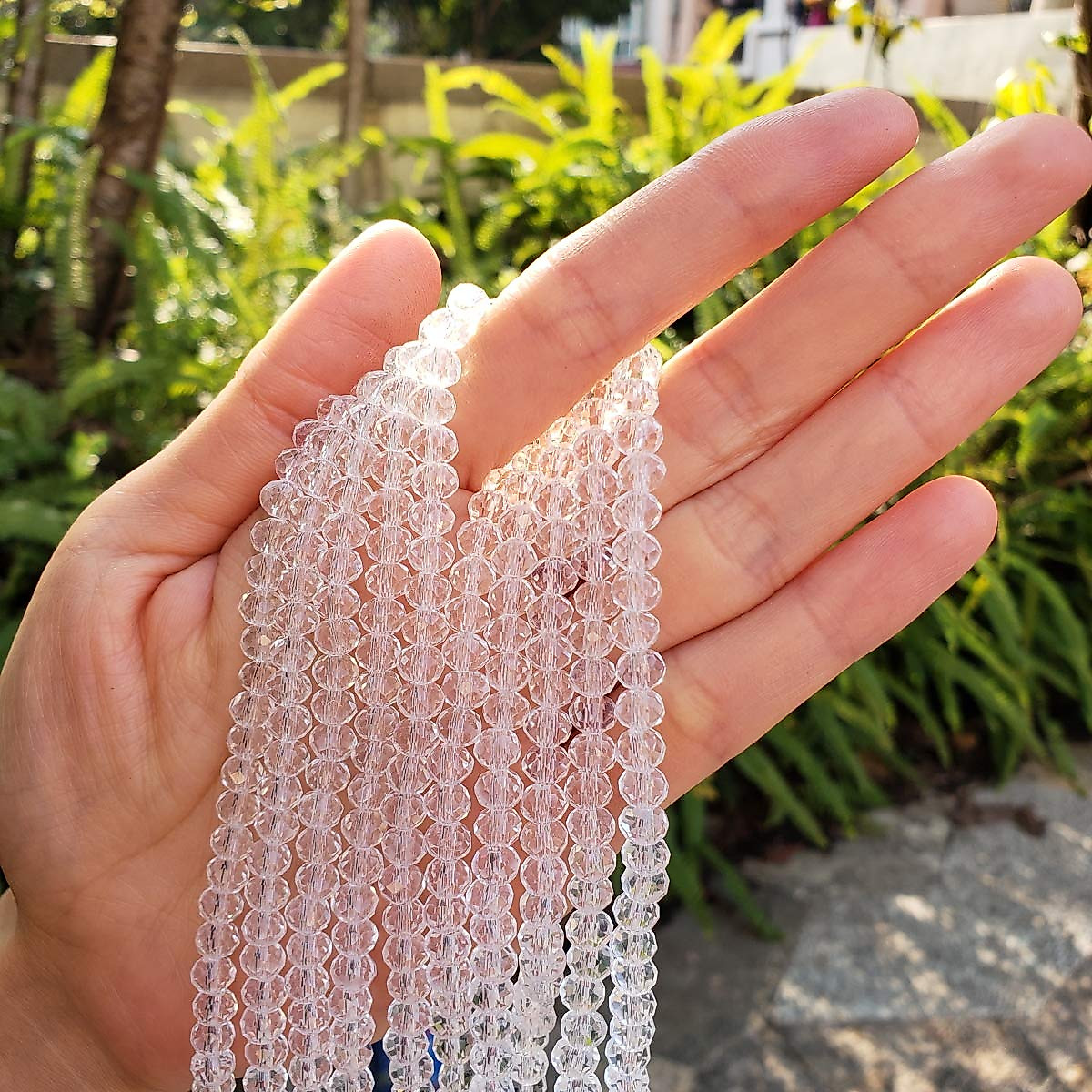 5 Strands Czech Faceted Rondelle Crystal Glass Loose Beads 6mm Spacer Bulk Crystal Clear (420-430pcs) for DIY Jewelry Craft Making CCR601