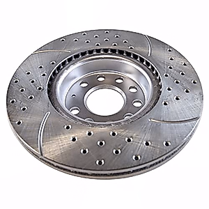 ORTUS UNI Front Drilled Slotted Brake Rotors Pair 2 Fits 34279