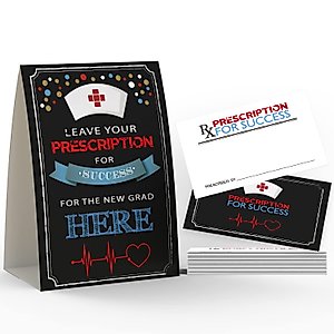 Please Leave Your Prescription for Success, 2023 Nurse Graduation Advice Cards and Sign(1+25 pk), Med School Graduation, Nurse Advice, Retirement(JYC023)