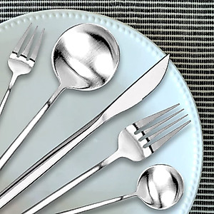 LAIION 30Peices Silverware Set, Stainless Steel Flatware Set for 6,Cutlery Tableware set Include Spoons And Forks Set, Matte Gold Utensil Set, Stain Finish, Dishwasher Safe Silver Color