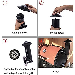 Grill Smoke Stack, Smoker Chimney Replacement Part for Pit Boss, Traeger, Camp Chef and Other Pellet Grills Smokers