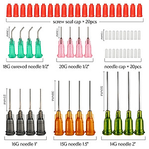 Glue Applicator Syringe with Blunt Tip Needle and Cap, for Liquid, Glue, Ink, Perfume, Lip Gloss Making