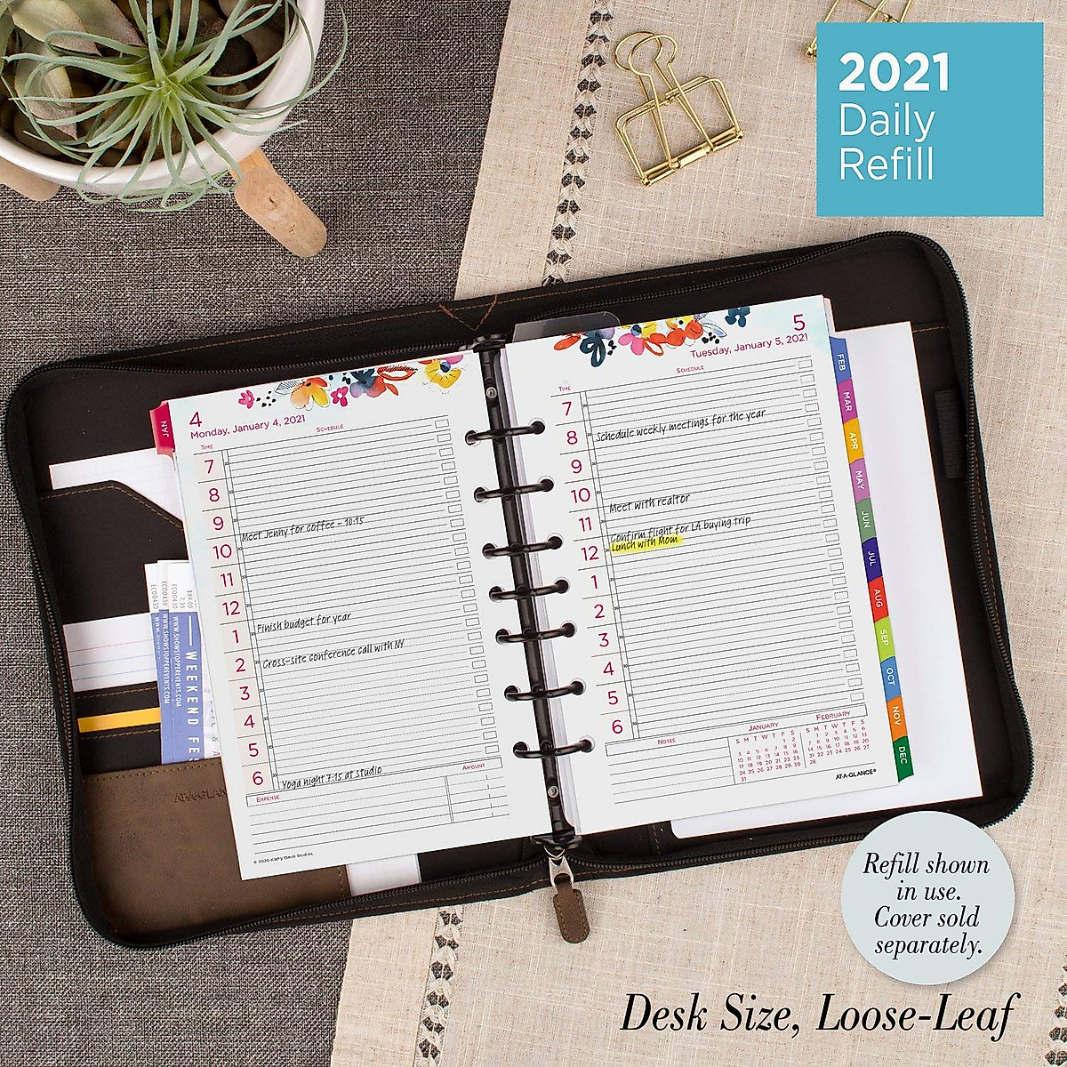 2021 Daily & Monthly Planner Refill by AT-A-GLANCE, 52111 DAY-TIMER, 5-1/2" x 8-1/2", Size 4, Kathy Davis (KD81-125-21)