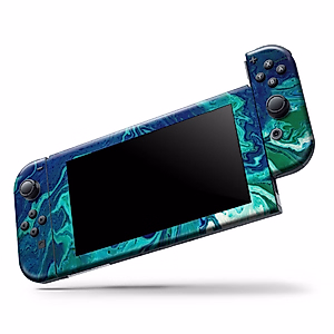 Design Skinz - Compatible with Nintendo Switch Console Bundle - Skin Decal Protective Scratch-Resistant Removable Vinyl Wrap Cover - Teal Oil Mixture