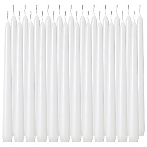 Tuyai 24 Pack Tall White Taper Candles, 10 inch (H) Dripless, Unscented Dinner Candle, Smokeless Taper Candles, Paraffin Wax with Cotton Wicks, 8 Hours Burn Time