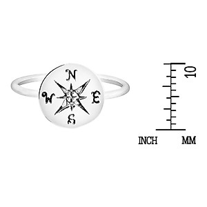 AeraVida Fashionable Voyage Anchor .925 Sterling Silver Nautical Compass Ring | Statement Fashion, Promise Ring, Couple Unisex Ring | Size 5