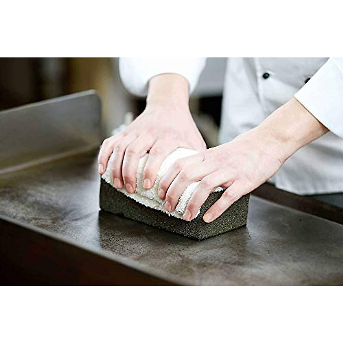 Grill Brick Commercial Grade Grill Cleaning Stone Pumice. For use on Grills, flat tops, griddles, and more. Cleans, Repolishes, and Sanitizes. Effectively Removes Cooked on Dirt, Grime, and Grease.