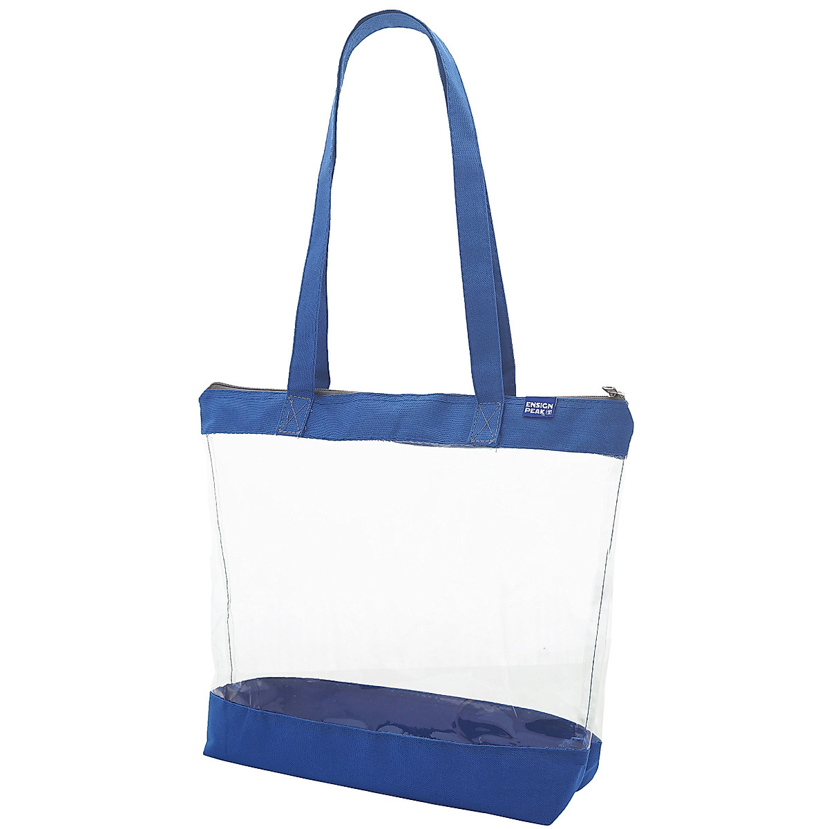 Clear Shoulder Tote with ZIPPER Closure, Royal